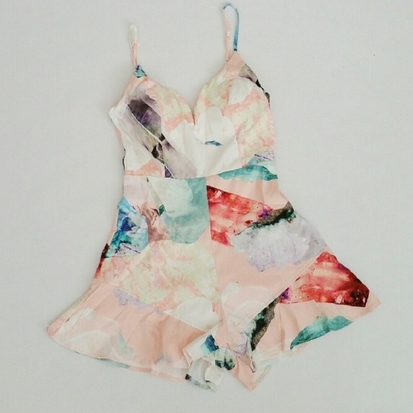 dygarni | Pants & Jumpsuits | Pastel Watercolor Print Romper | Poshmark